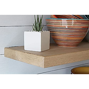 Urban Legacy Deep Floating Shelves | Unfinished White Oak Hardwood with Low Profile Brackets | High Weight Capacity (36" x 11" x 2")
