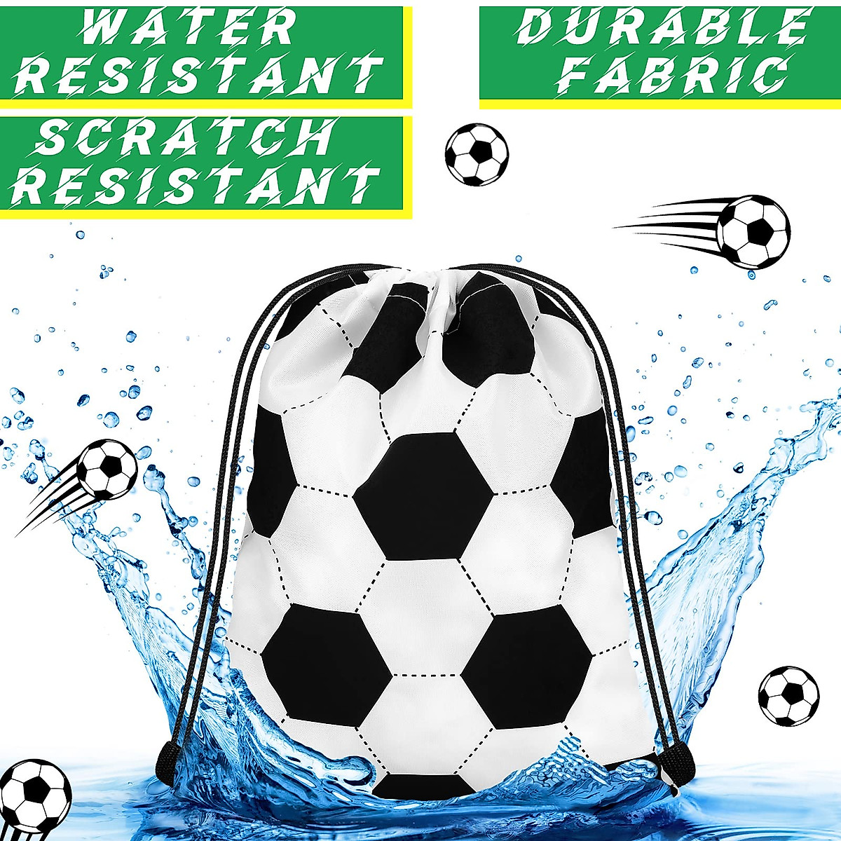 Shappy 24 Pieces Small Sport Drawstring Bags Candy Bag Party Goodie Favor Supplies Gifts for Sports (Soccer, 9.8 x 11.8 Inch)