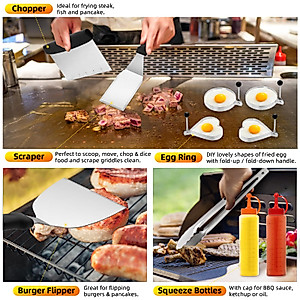 CEKEE Blackstone Griddle Accessories Kit, 141PCS Stainless Steel Grilling Accessories for Blackstone & Camp Chef, Flat Top Grill Accessories Set with Spatula, Scraper, Tongs for BBQ & Camping