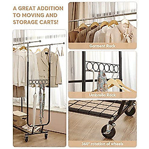 LIFEFAIR Clothing Garment Rack Double Rail Heavy Duty Rolling Clothes Rack with Wheels and Bottom Shelves Capacity 550 lbs Hanging Organizer Stand