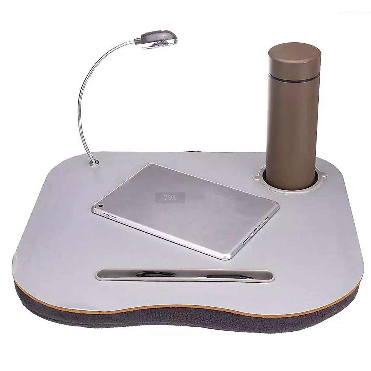 Oversized Velvet Lap Desk,Portable Home Office Laptop Stand,Couch Bed Table with LED Light & Cup Holder for Study Writing Reading Tv Tray-A 40x31cm(16x12inch)