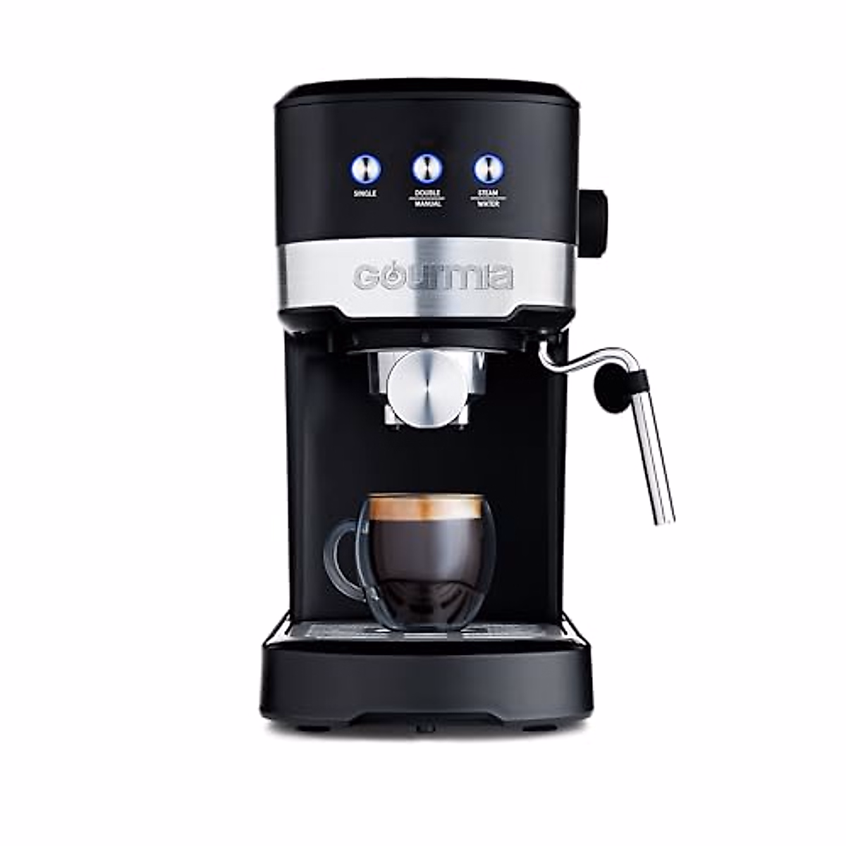 Gourmia 15-Bar Espresso Maker with Powerful Frothing Wand with 1.2L Removable Water Reservoir, Black