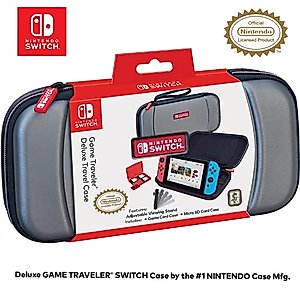 Game Traveler Nintendo Switch Case - Switch OLED Case for Switch OLED & Original Switch, Adjustable Viewing Stand & Bonus Game Case, Deluxe Loop Handle, Licensed Nintendo Switch Game case