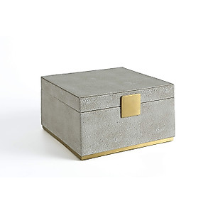 WV Ivory Shagreen Large Decorative Box PU Leather Rectangular Storage Box for Shel Closet Storage Dresser Jewelry Box Men's &Women's Accessories Organizer (ivory, 14x8.3 inch)