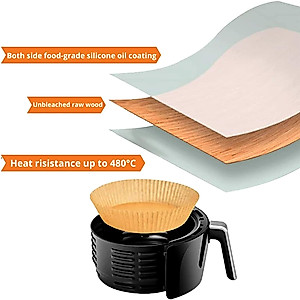 DANIYA'S Air Fryer Disposable Paper Liner Round Unbleached Parchment Paper Sheets 100 PCS 8" Nonstick Oven Liner, Compatible with 5-8 QT Large Air Fryer, Microwave, Oven and Steamer (100PCS ROUND)