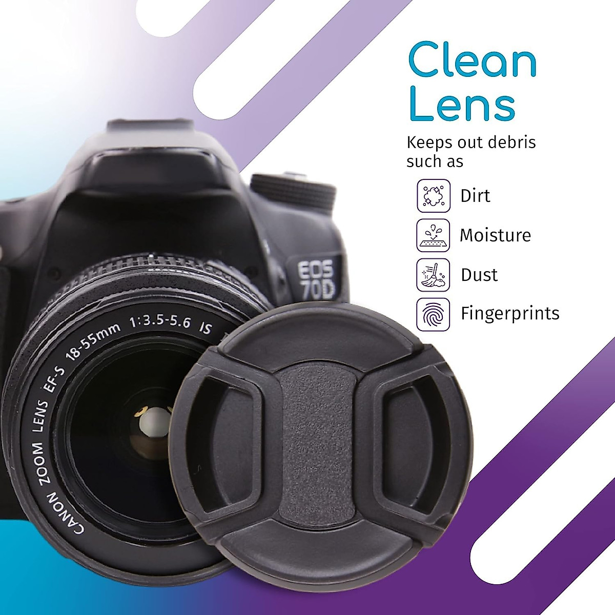 CamDesign 77MM Snap-On Front Lens Cap Cover Compatible with Canon, Nikon, Sony, Pentax All DSLR Lenses