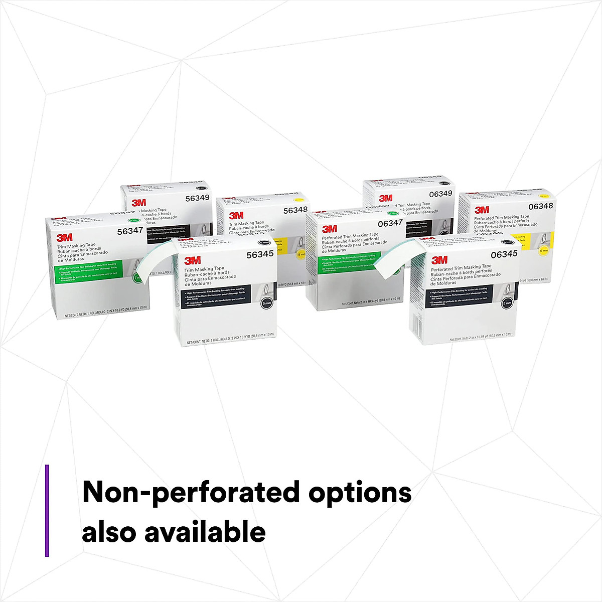 3M Perforated Trim Masking Tape 06349, Molding Paint Protection, Trim Lifting Tape, Hand Tearing, 10 mm Hard Band, 50.8 mm x 10 m