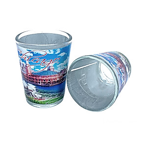 Butt Bat Chicago Illinois Navy Pier Cloud Skyline Souvenir Shot Glass (Pack of 2)