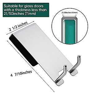 Taozun Shower Door Hooks - Over The Door Hooks for Shower Towel Hooks for Bathroom Frameless Glass Shower Door, Shower Squeegee Hooks Stainless Steel 2 Packs