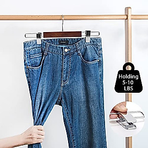 Nature Smile Solid Wooden Skirt Pants Hangers 20 Pack,Premium Wood Bottom Shorts Hangers for Slacks Trousers with Larger Adjustable Anti-Rust Clips (Retro)