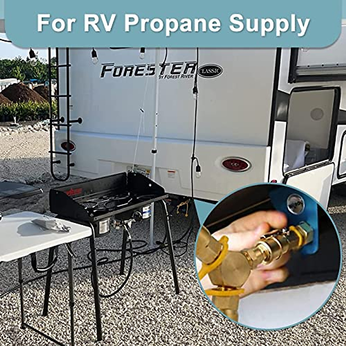 SHINESTAR 12FT RV Propane Quick Connect Hose, Comes with a 1/4” RV Propane Quick Connect Y Splitter for RV, Trailer, Camper and More