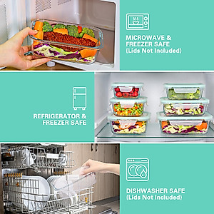 Moretoes 9pcs Glass Meal Prep Container, Glass Food Storage Containers with Lids, Meal Prep Lunch Boxes, Airtight, Glass, Leakproof Containers Set, Glass Food Storage Containers with Lids