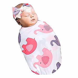 Newborn Receiving Blanket Headband Set - Unisex Soft Baby Swaddle Girl Boy Gifts