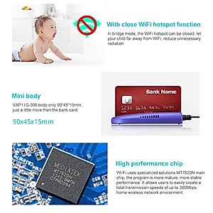 VONETS Mini Wireless Bridge Ethernet Adapter Convert RJ45 Port to Wireless WiFi Repeater WiFi Hotspot Signal Extender Range Cover VAP11G-300(Two Items)