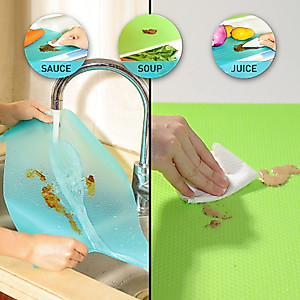 8 Pcs Refrigerator Liners, Washable Mats Covers Pads,Home Kitchen Gadgets Accessories Organization for Top Freezer Glass Shelf Wire Shelving Cupboard Cabinet Drawers 4Blue+2Green+2Red