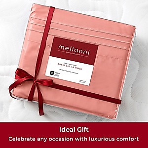 Mellanni Twin Sheet Set - 4-Piece Iconic Collection Bedding, (Including 2 Pillowcases), 16-Inch Deep Pocket, Easy Care, Extra Soft, Cooling Sheets, Brushed Microfiber - Coral