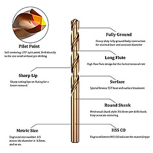 13 PCS Metric M35 Cobalt Steel Twist Drill Bit Set HSS Extremely Heat Resistant with Straight Shank to Cut Through Hard Metals Like A Hot Knife Through Butter,Such as Stainless Steel,Titanium Alloy