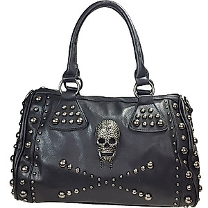 Zzfab Studded Skull Purse Satchel Black