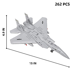 OQMI Military Airplane Toy F-15 Eagle Jet Fighter Building Block Sets, Birthday Gift for 6-10 Year Boy and Girl Building Block Lovers (262 Pieces)