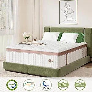 King Mattress 14 Inch - Superior Hybrid Mattress In a Box for Back & Lumbar Support, 100 Night Trial, Individual Pocket Spring Bed for Motion Isolation & Pressure Relief, CertiPUR-US Certified