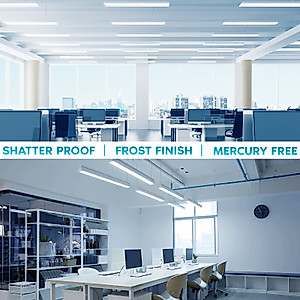 LUXRITE 4FT T5 LED Tube Lights, Type A+B, 24W=54W, 5000K Bright White, 45.78", Ballast and Ballast Bypass Compatible, Single or Double End Powered, F54T5 Fluorescent Replacement, Damp Rated (4 Pack)