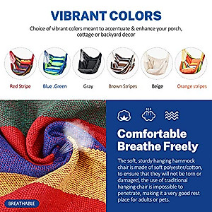 KPX Ourdoor Hanging Hammock Chair – Comfortable Tree Swing Chair Large Size 110X130cm （Without Pillows）- 330 Lbs Weight Capacity (Dark Gray)