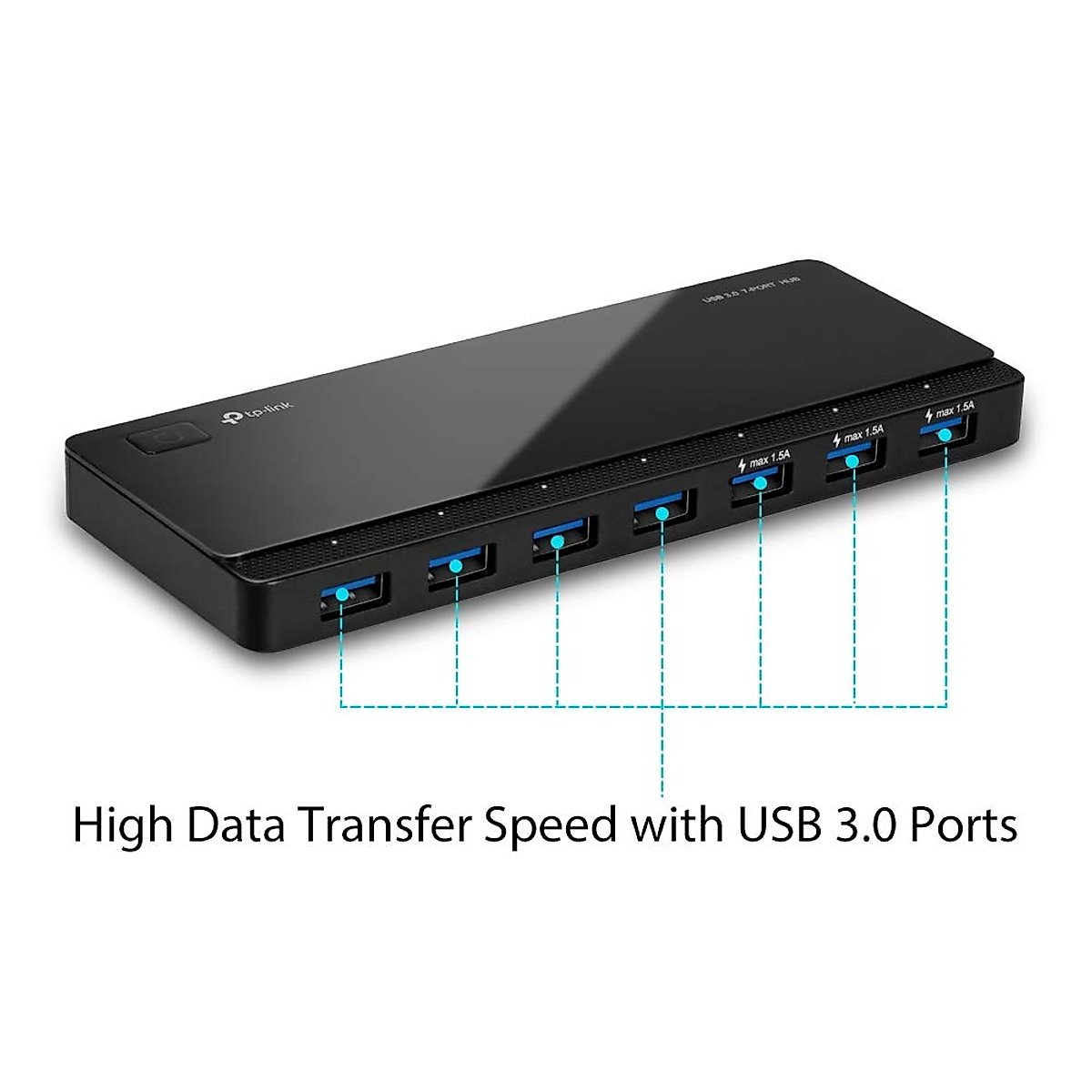 TP-Link [2nd Gen] TP-Link 7-Port USB 3.0 Ultra Slim Hub Including 3 BC 1.2 Charging Ports up to 5V / 1.5A. Compatible with Windows, Mac, Chrome & Linux OS, with Power On/Off Button (UH700)