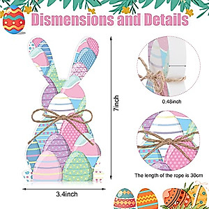 5 Pcs Easter Bunny Table Wooden Signs Buffalo Plaid Spring Bunny Centerpiece Tabletop Rabbit Easter Party Wood Ornament Reversible Dining Room Double Printed Freestanding Table Decor with Rope