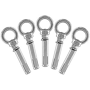 Augiimor 5PCS M6 x 60mm Ring Lifting Expansion Eyebolt Bolt Screw, 304 Stainless Steel Wall Concrete Brick Anchor Bolt