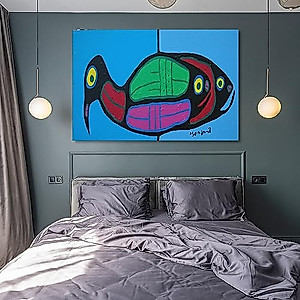 Norval Morrisseau Prints Loon, Fish Worlds Poster Art Poster Canvas Painting Decor Wall Print Photo Gifts Home Modern Decorative Posters Framed/Unframed 08x12inch(20x30cm)