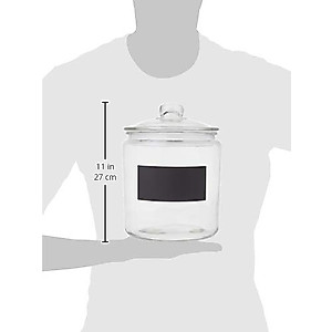 Circleware Large 1.1 Gallon Mason Jar Chalkboard Glass Canister with Lid and Handle, Kitchen Glassware Food Beverage Preserving Container.