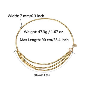 Chargances Women Waist Chain Gold Body Chain Disc Pendant Belly Chain for Women Adjustable Body Harness for Dresses Jeans Chain Jewelry for Women (gold)