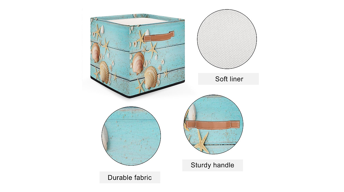 Summer Seashells Cube Storage Baskets - Space-Saving Organizer