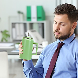 Insulated Water Mug, 50 Oz reusable tumbler, Mug with Straw Handle for High Capacity Drinks, Stainless Steel Coffee Cup with Lid Used for Cold and Hot Beverages Offices Home Travelling and Hotel