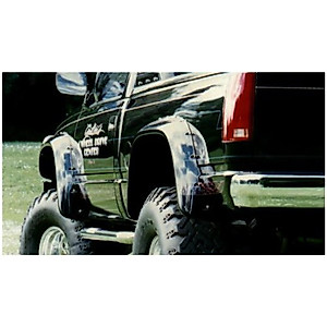 Bushwacker Cutout Pocket/Rivet Style Rear Fender Flares | 2-Piece Set, Black, Smooth Finish | 40010-11 | Fits 1988-1999 Chevrolet C/K 1500, R2500; 1997-1999 Tahoe; 1995-1997 Yukon; 1992-1994 Blazer