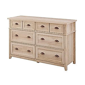 Walker Edison Modern Farmhouse 6-Drawer Framed Dresser with Half-Moon Handles, 52 Inch, White Oak