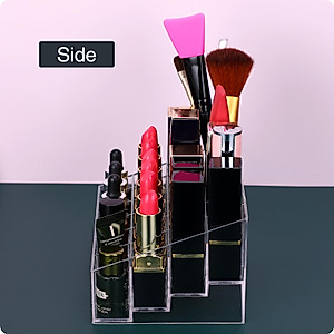 MOSIKER Lipstick Organizer,Small Clear Plastic Compact Lip Gloss Chapstick Perfume Sample Mascara Holder with 24 Slots