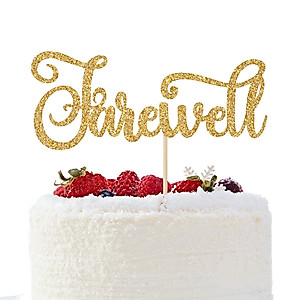 Farewell Cake Topper, We Will Miss You, Farewell Cake Decorations, Graduation/Going Away/Retirement/Goodbye Party Decorations, Gold Glitter
