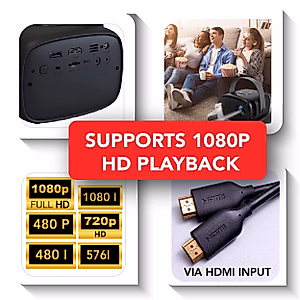 RCA RPJ264 Portable Home Theater Projector - Premium Quality - White Brightness - Projector Compatible with PC, TV Box, PS4- HDMI/USB/VGA- (Coral)