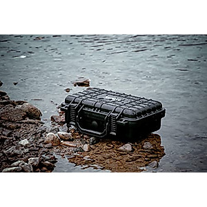 MEIJIA Portable All Weather IP67 Waterproof Protective Hard Case, Small Camera Case,Dry Case with Customizable Foam,Fit Use of Drones, Camera,Equipments, 11.65 ”x8.35”x3.78”(Elegant Black)