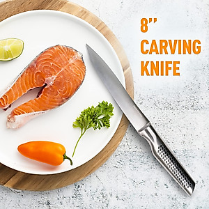 7 Pcs Ultra Sharp Kitchen Chef Knife Set with Magnetic Strip, Sharpener and Gift Box - Professional Stainless Steel Cooking Knives Set for Cutting Meat & Vegetable, Great for Gift