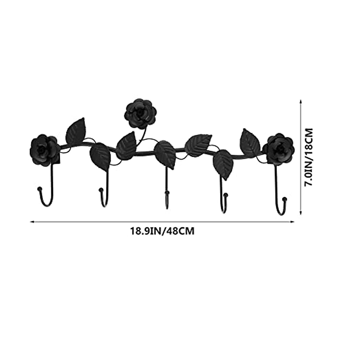 Zerodeko Iron Art Wall Hook Door Back Hook Storage Rack Rose Flower Hook Towel Hook Holders Wall Mounted Hanger Coat Rail Rack Hat Hooks Organizer Black Coat Hook Rack