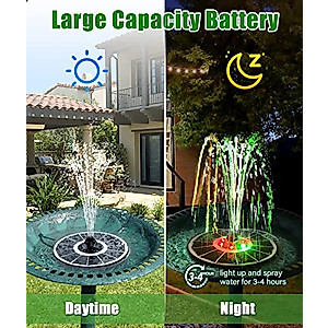 SZMP Solar Fountain Upgraded 100% Glass Panel, 3.5W Floating Solar Powered Water Pump Built-in 2000 Battery with 7 Nozzle & 4 Fixer, Solar Bird Bath Fountain for Garden, Pond, Pool, Outdoor (Colorful)