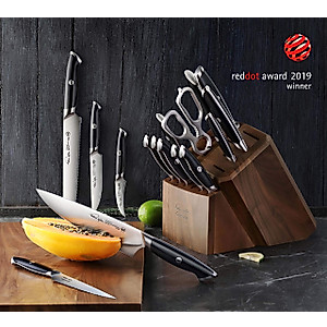 Cangshan Thomas Keller Signature Collection Swedish Powder Steel Forged, 17-Piece Knife Block Set, Walnut, Black