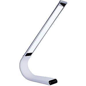 Luxe Cordless Eye Friendly LED Desk Lamp, USB Rechargeable up to 40 Hours of Continuous Light, Touch Control 6 Brightness Levels 3 Light Modes 360° Adjustable Modern Design Portable (Silver) (Silver)