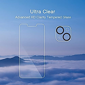 Ailun 3 Pack Screen Protector for iPhone 14[6.1 inch] + 3 Pack Camera Lens Protector,Case Friendly Tempered Glass Film,[9H Hardness] - HD