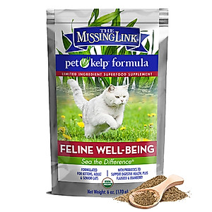 The Missing Link Pet Kelp Feline Well-Being 6oz Superfood Powdered Supplement, Organic & Limited Ingredient Formula for Digestive & Overall Health of Cats