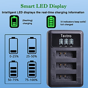 Tectra Dual NB-13L Battery & LED 3-Slot Charger for Canon Powershot G7 X, G5 X, G9 X, SX620 & SX720