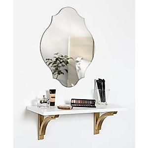 Kate and Laurel Corblynd Traditional Wood Wall Shelf, 24 inches, White with Gold Corbels