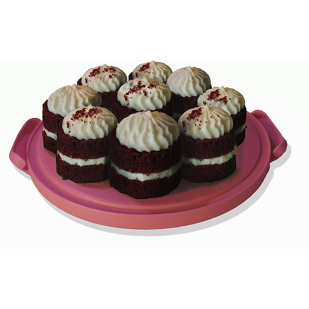 HelloCupcake Portable Cake and Cupcake Carrier / Storage Container - 10.4" Diameter (Inside Cover), Translucent Dome - Perfect for Transporting Cakes, Cupcakes, Pies, or Other Desserts (Fuchsia)